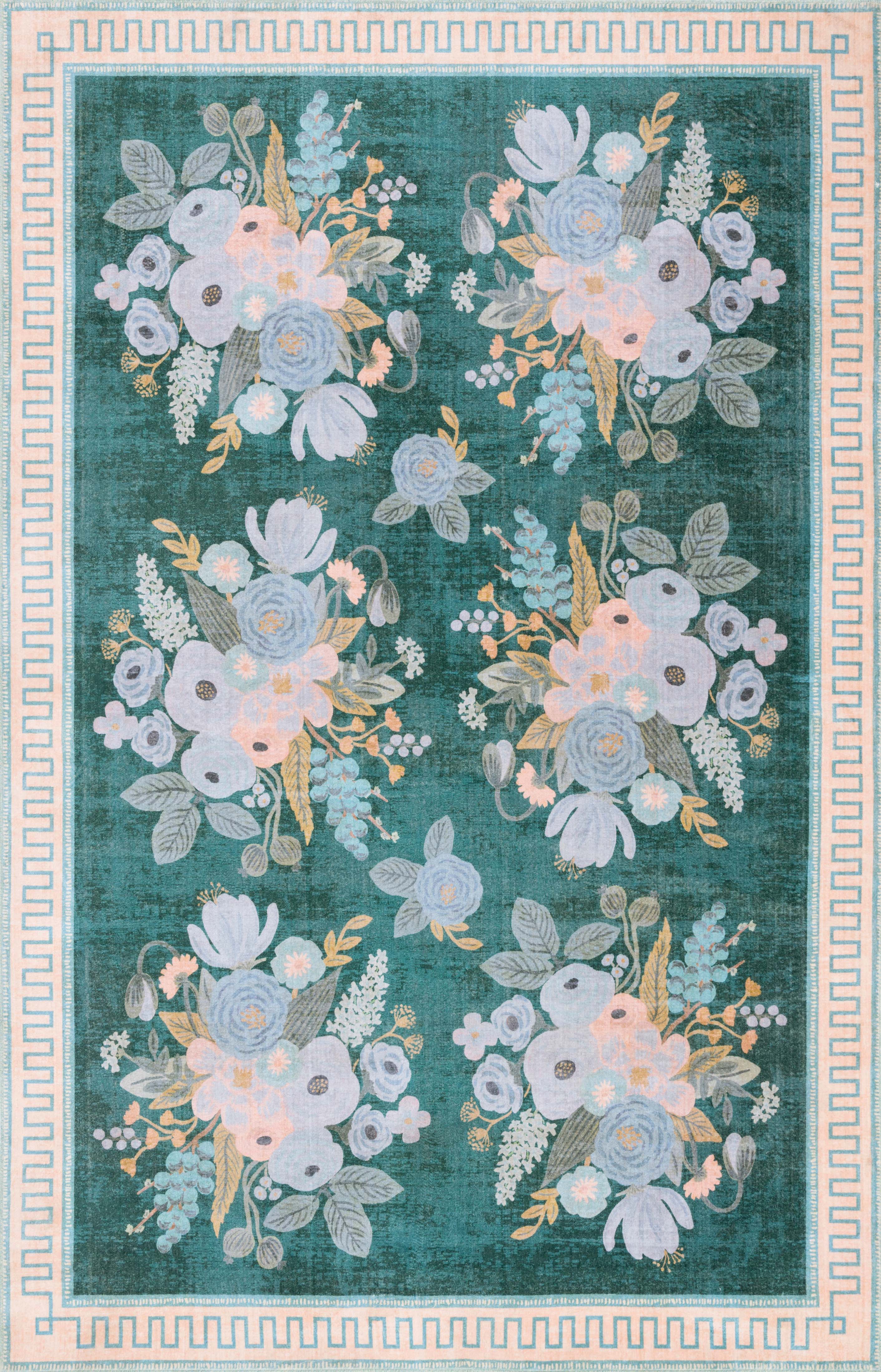 Rifle Paper Co. x Loloi Jardin JAD-01 Emerald Contemporary Power Loome ...