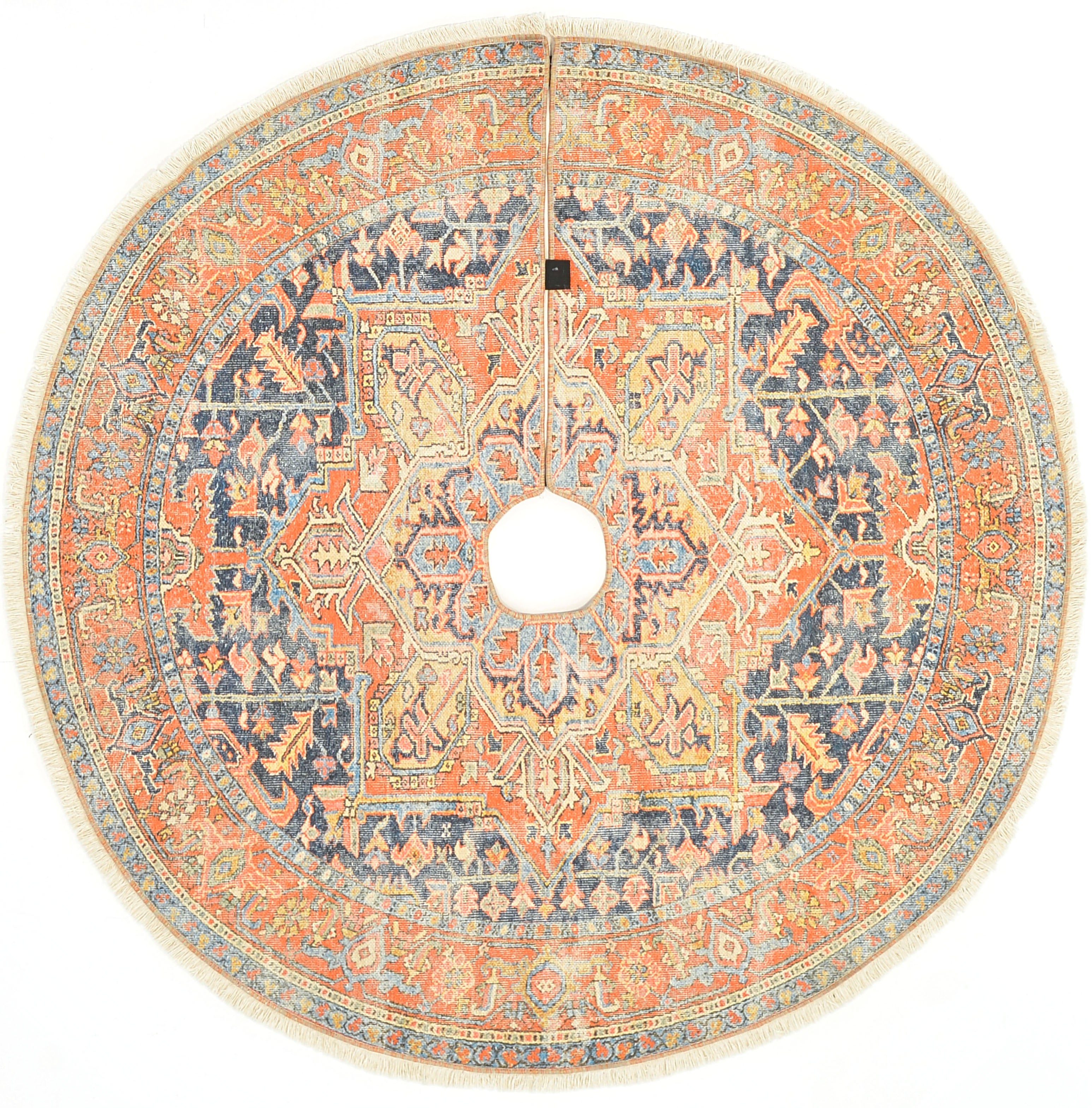 Momeni Vintage Tree Skirt VTS-2 Navy Traditional Machine Made Rug ...