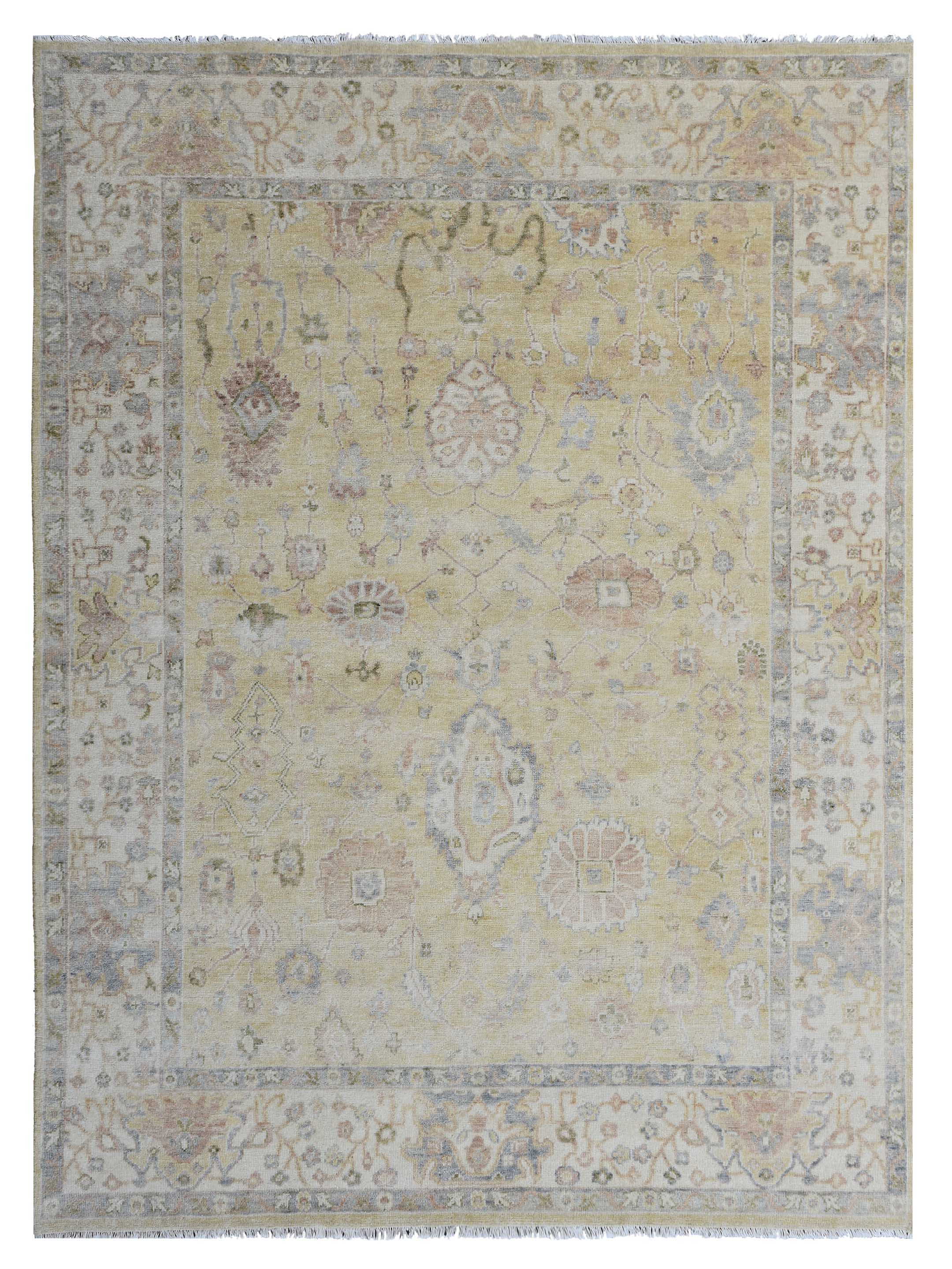 Artisan Priscilla Gold Ivory Traditional Knotted Rug